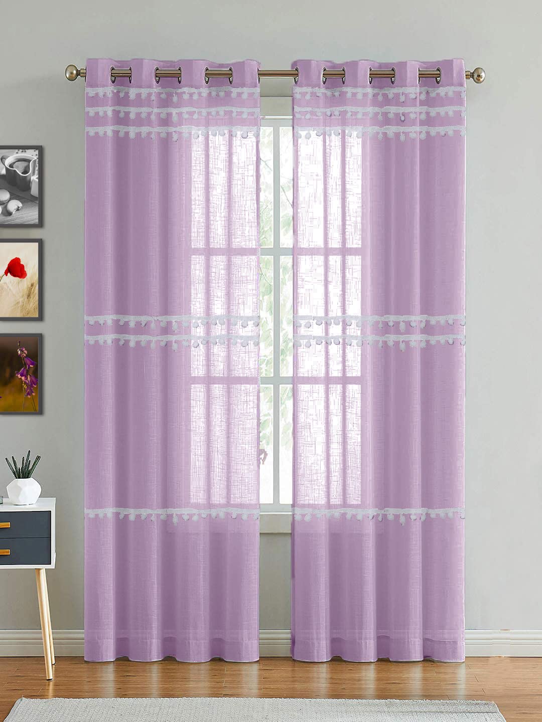 Buy HOMEMONDE Solid Sheer Texture Curtains 7 Feet Window Transparent ...