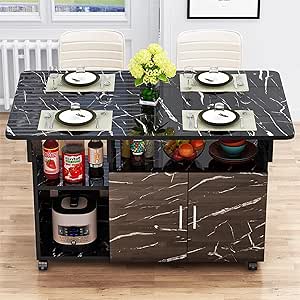 Amazon.com: Extendable Folding Dining Table, Drop Leaf Kitchen Table ...