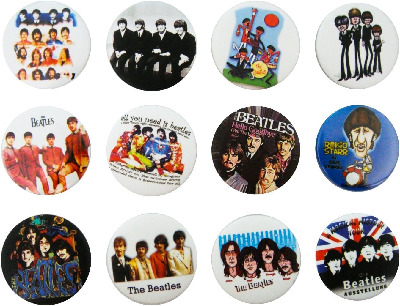 Amazon.com: THE BEATLES (1) Awesome Quality Lot 12 New Pins Pinback ...
