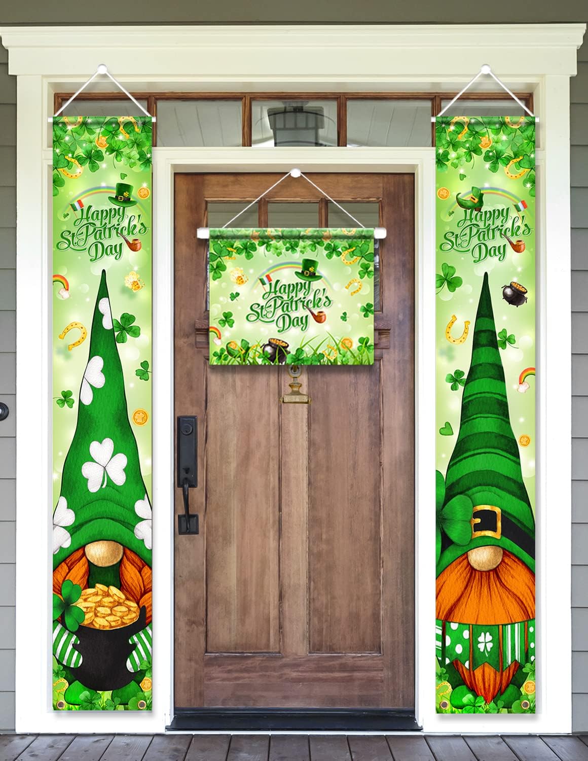 Amazon.com: FARMNALL St Patricks Day Porch Banner Green Buffalo Plaid ...