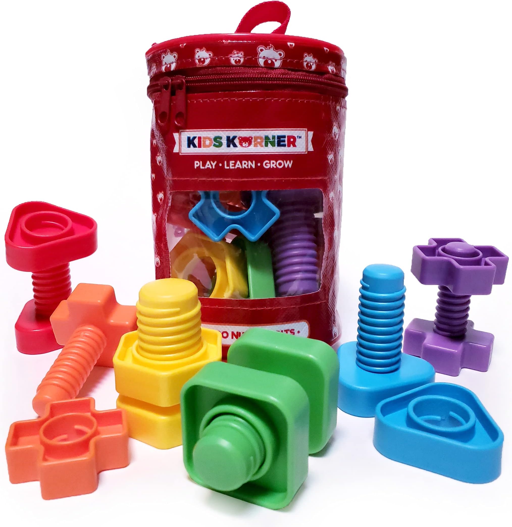 Buy Jumbo Nuts & Bolts Set + Pattern Card & Backpack 12 pc - Montessori ...
