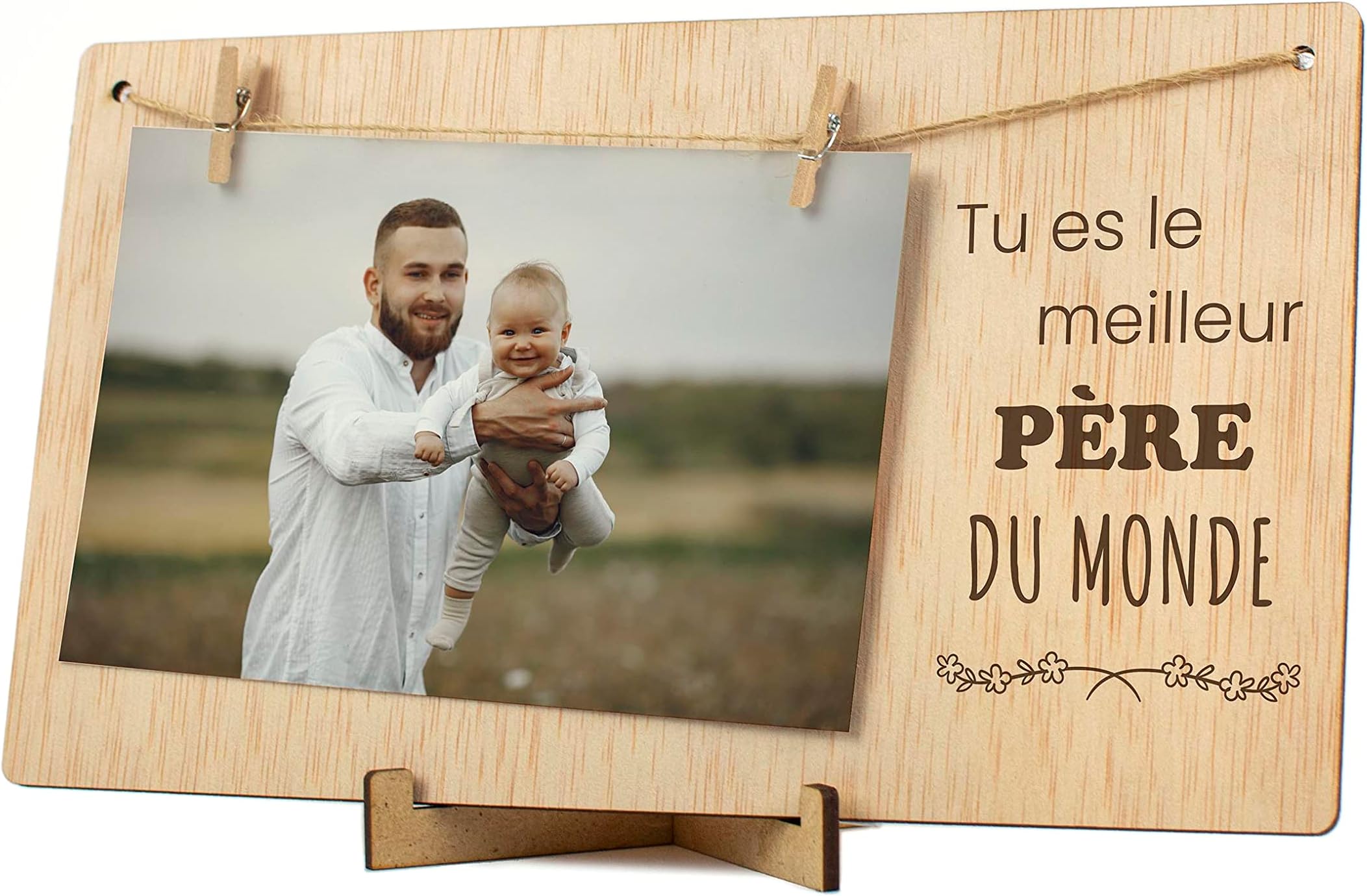 Giftove Cadeau Fete des Peres Personnalisé Cadre Photo en Bois avec ...