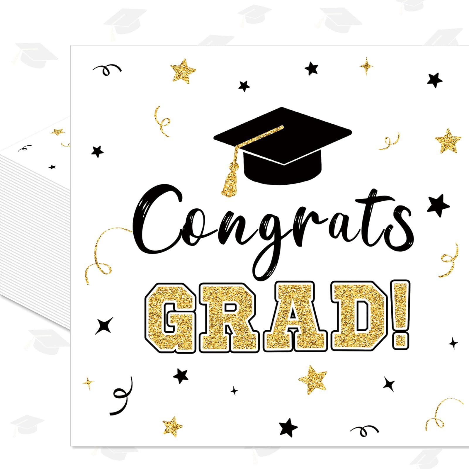 Amazon.com: Whaline Graduation Party Paper Napkins 6.5 x 6.5 Inch White ...
