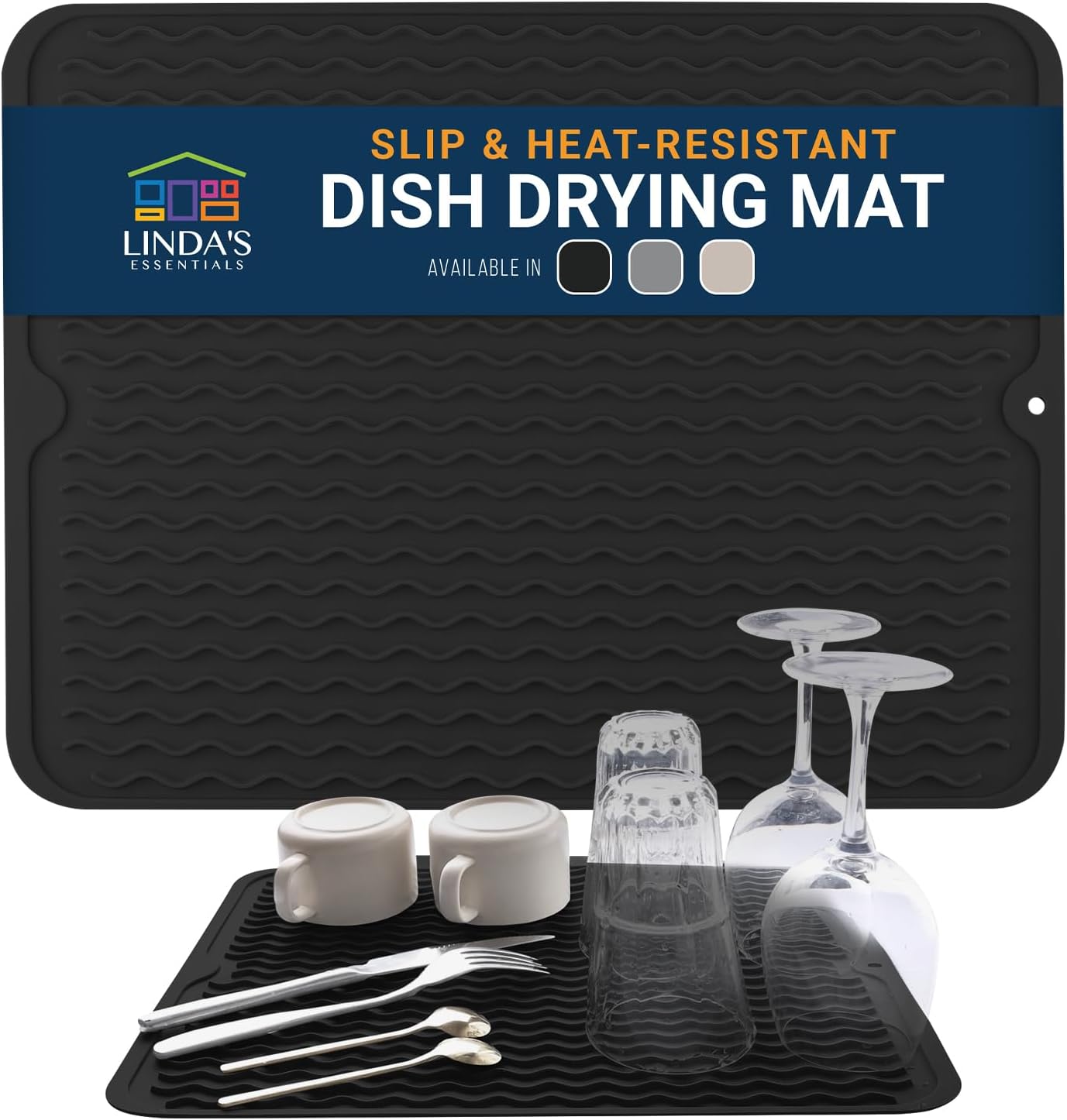 Amazon.com: Linda's Essentials Silicone Dish Drying Mat, Multi-Use Dish ...