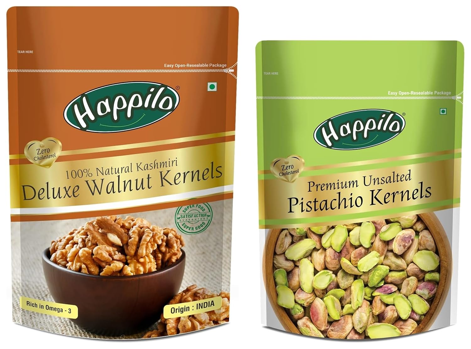 Happilo Premium Unsalted Pistachio Kernels 150G & Deluxe 100% Natural ...