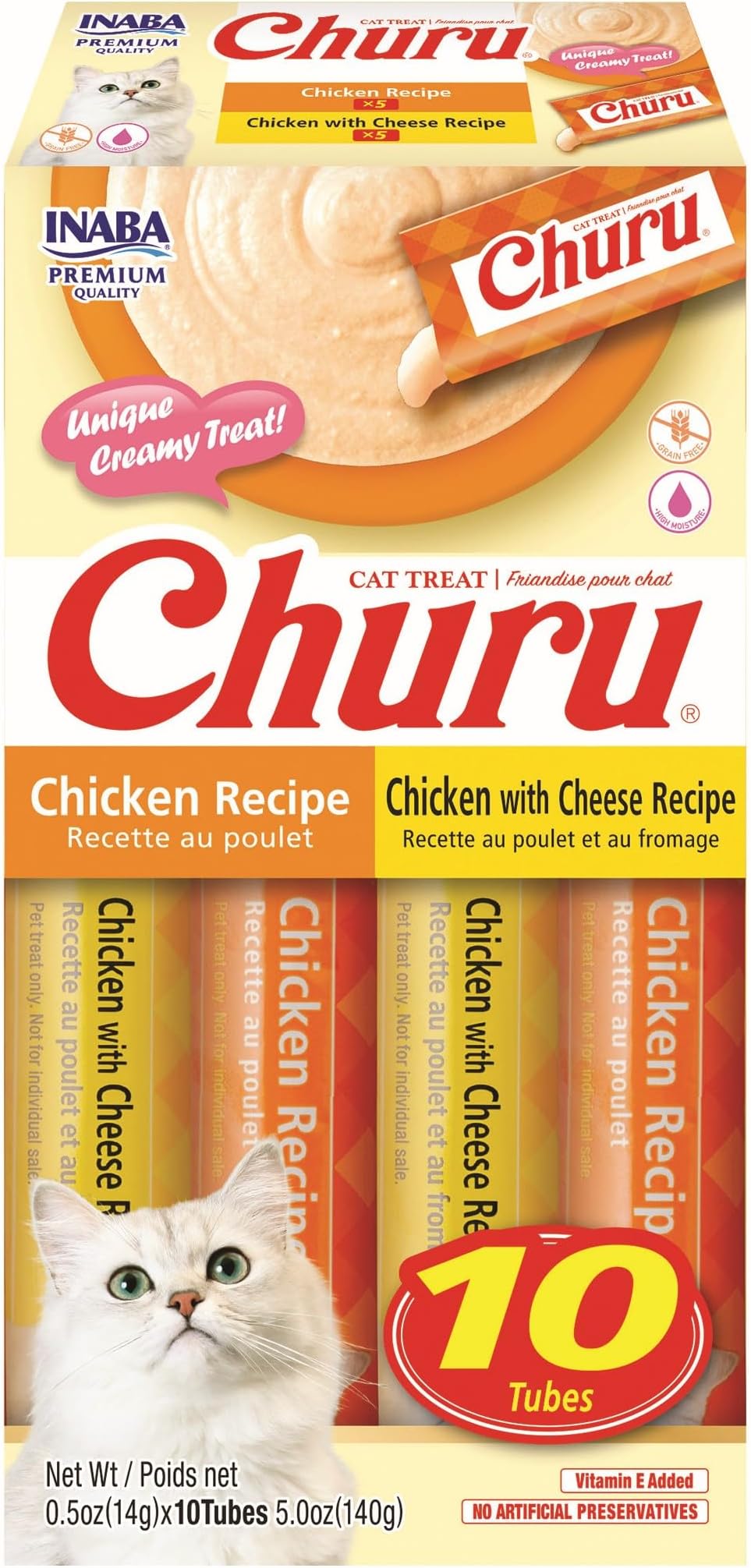 Amazon.com : INABA Churu Cat Treats, Lickable Purée Treat/Topper with ...