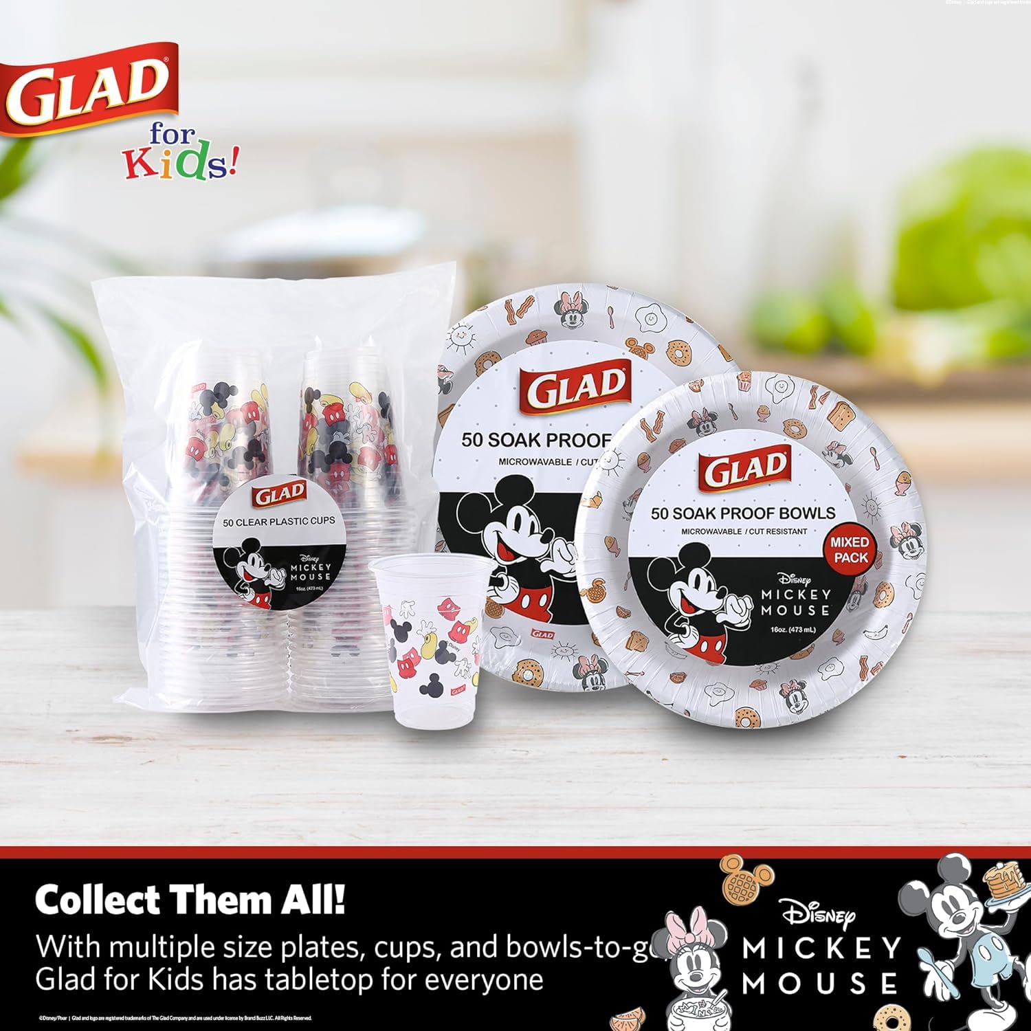 Snapklik.com : Glad For Kids Disney Mickey Mouse 16oz Clear Plastic ...