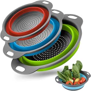 Amazon.com: 3 Pcs Strainers for Kitchen Colander with Handles ...