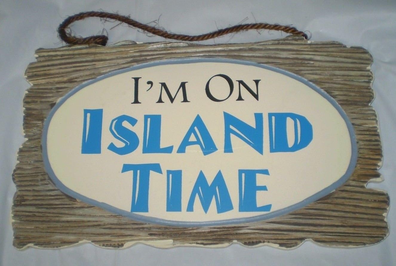 Amazon.com: I'm on Island Time Tropical Beach Wooden Wall Sign Decor ...