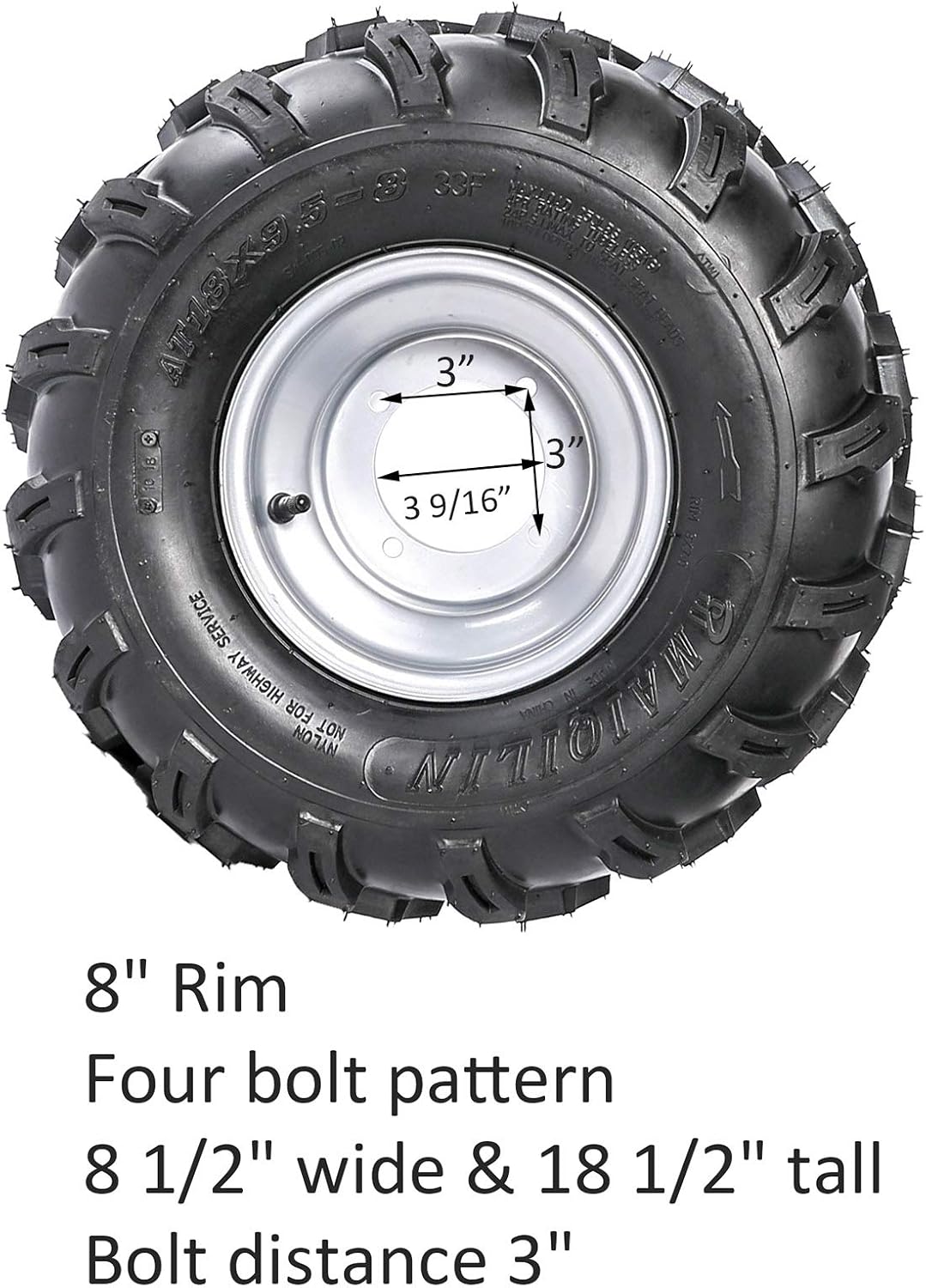 Buy ZXTDR 1 Steel Live Axle with 18x9.5-8 Tubeless Wheels Tires Rim and ...