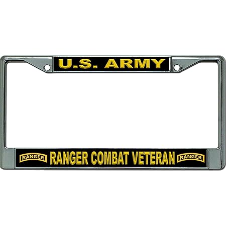 TAG FRAMES (MILITARY) US Army Ranger License Plate Frame (Chrome Metal)