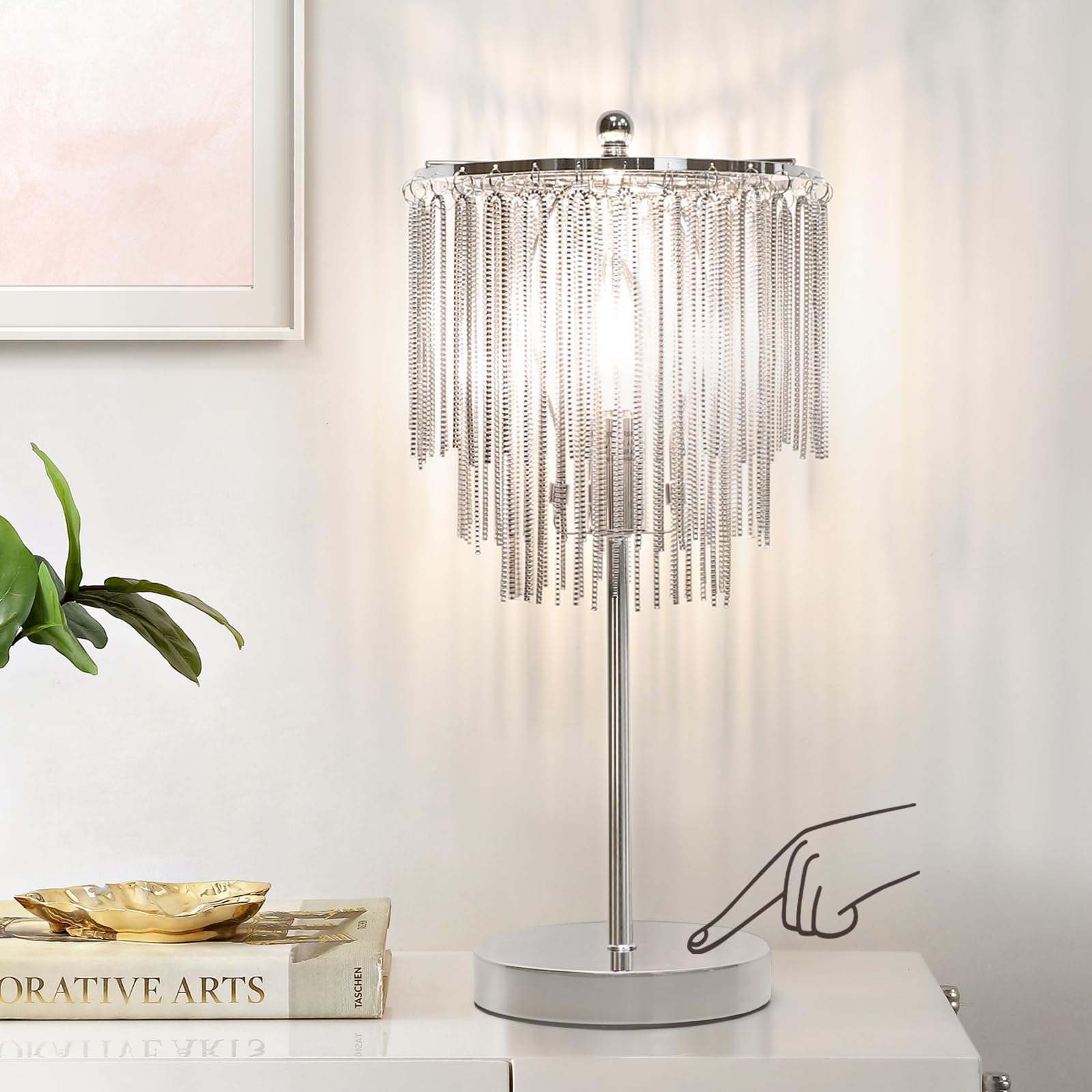 Bedside Table Lamp - 2 Pack Metal Modern Cordless Table Lamp, Portable ...