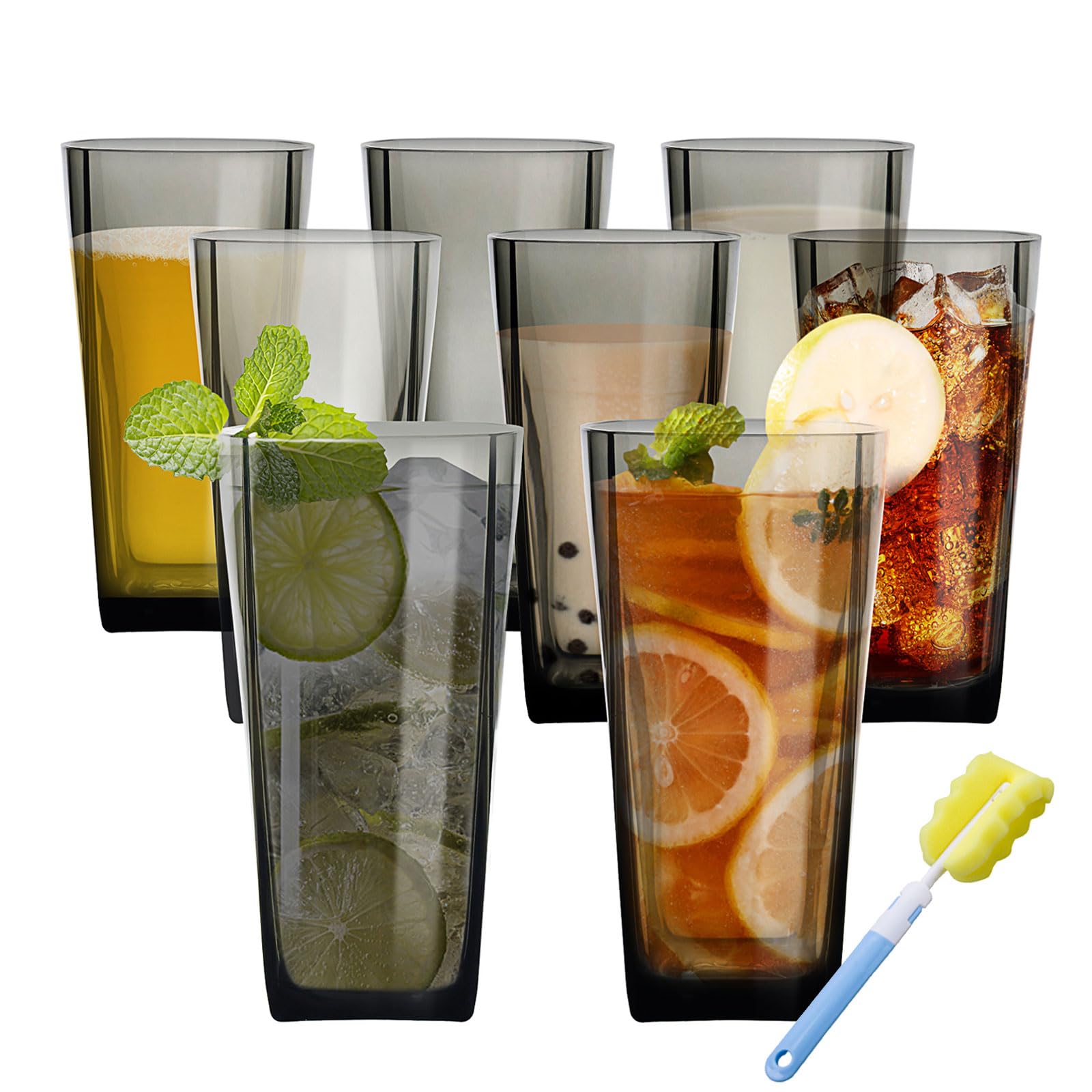 20 Ounce Plastic Water Tumblers with Cleaning Brush, 600ml Unbreakable ...