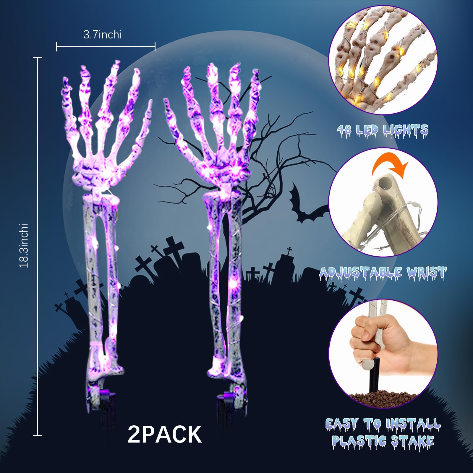 Halloween Decorations Lighted Skeleton Arm Stake for Halloween ...