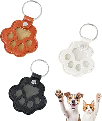 Amazon.com: Sakinre 3 PCS Pet Hair Keychain for Dogs Cats - Leather Paw ...