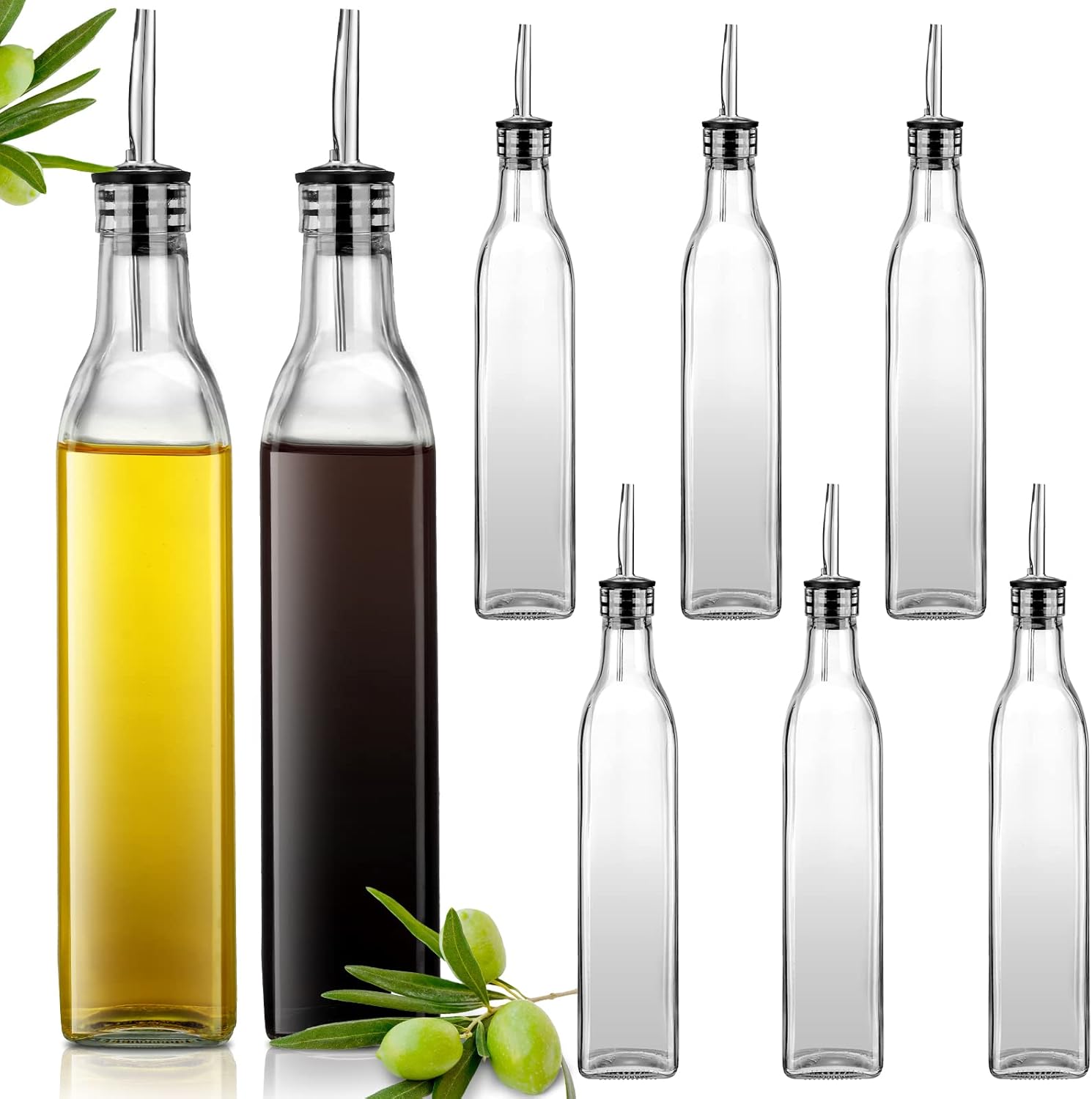 Amazon.com: Set of 8 Olive Oil Dispenser Bottle 17 oz Glass Oil and ...