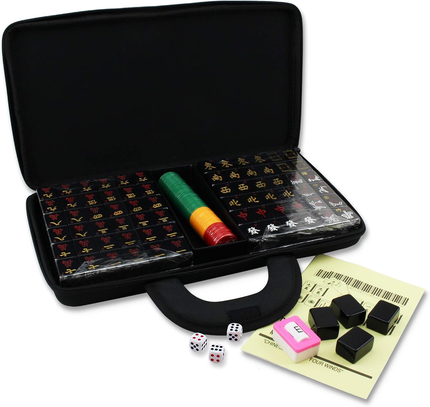 Amazon.com: Chinese Numbered Large Acrylic Tiles Mahjong Set 144 Black ...