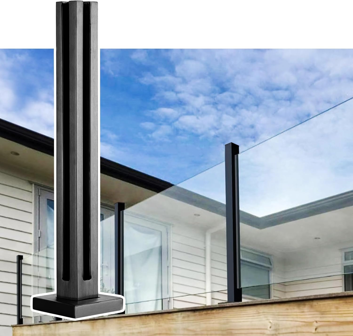 Amazon.com: IBOWZ Glass Railing Post,Stair Post Glass Railing Baluster ...