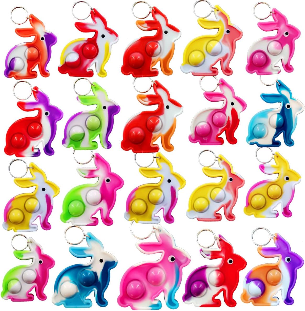Amazon.com: HOZKEAP 20 packs Bulk Rabbit Mini Pop Fidget Key Chain ...