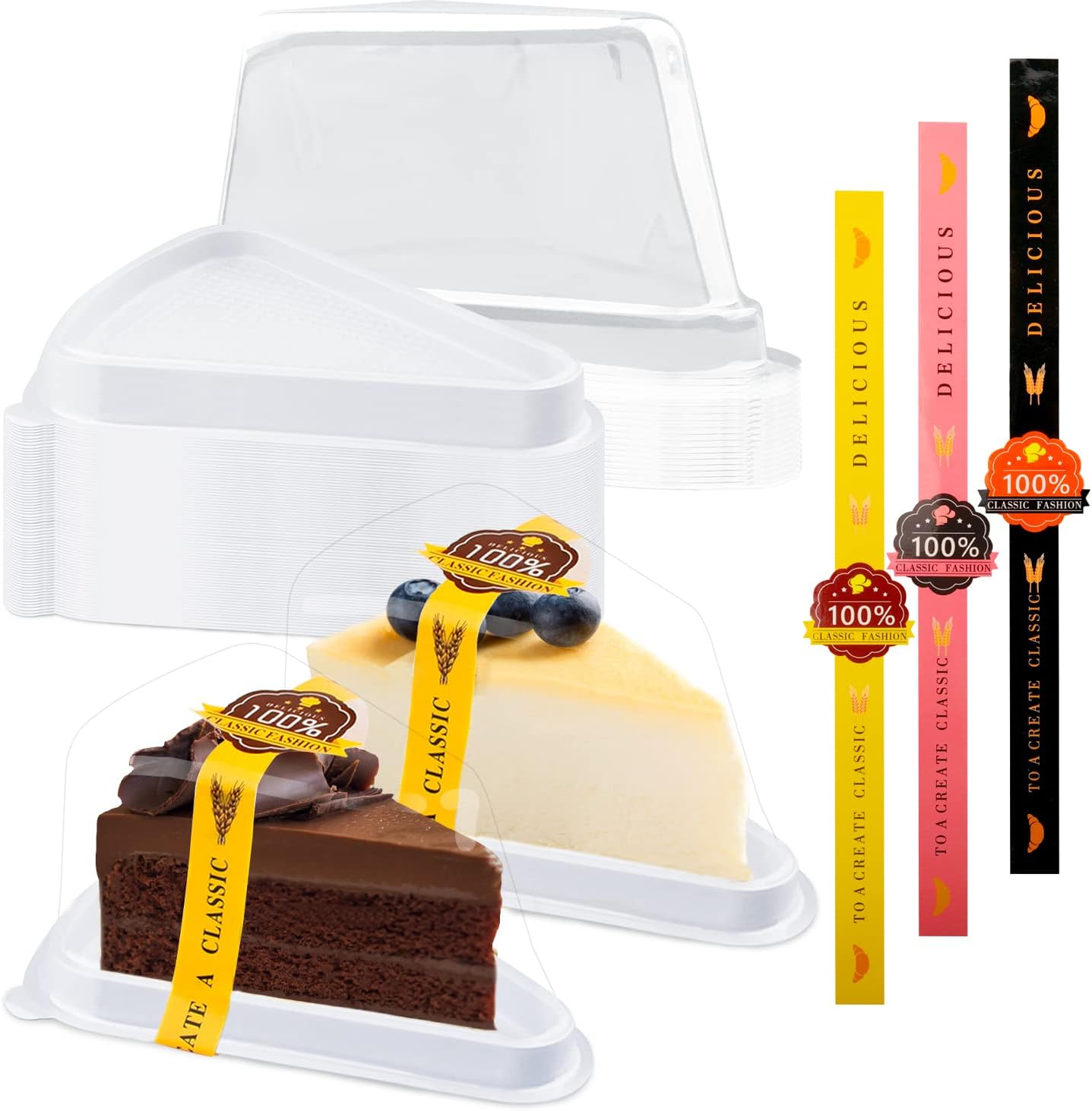 Amazon.com: YAYODS 200 Pcs Thickened Cake Slice Container with Lids ...