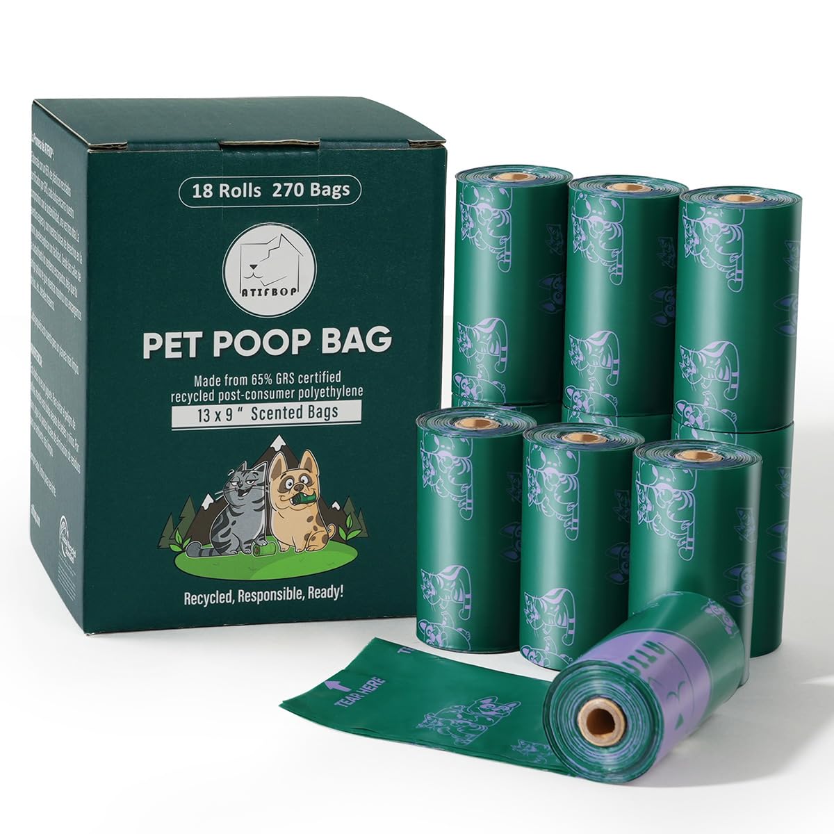 Amazon.com: ATIFBOP Dog Poop Bags Rolls, Extra Thick and Leak-proof ...