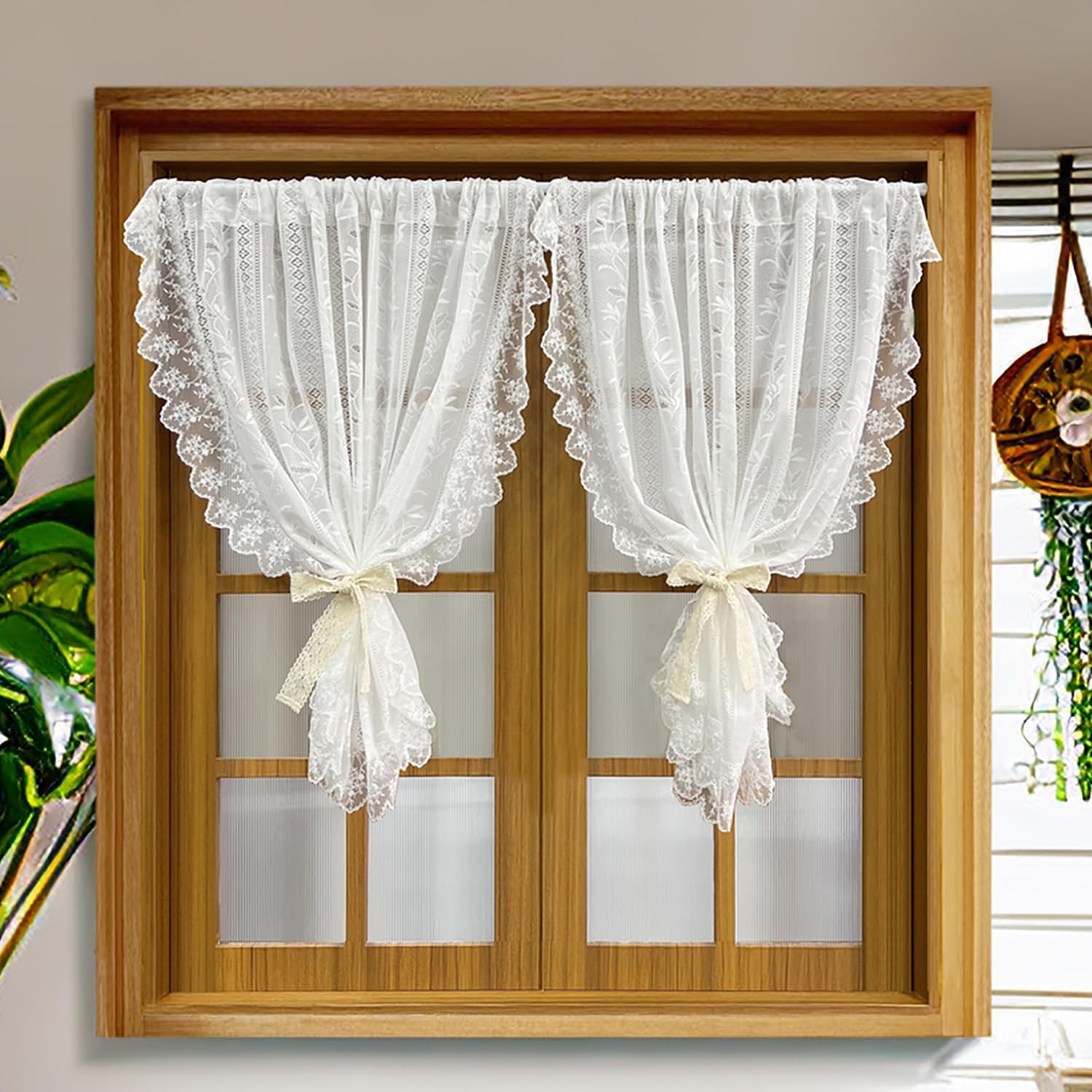 Amazon.com: Ivory Lace Sheer Curtain for Living Room Bedroom Vintage ...
