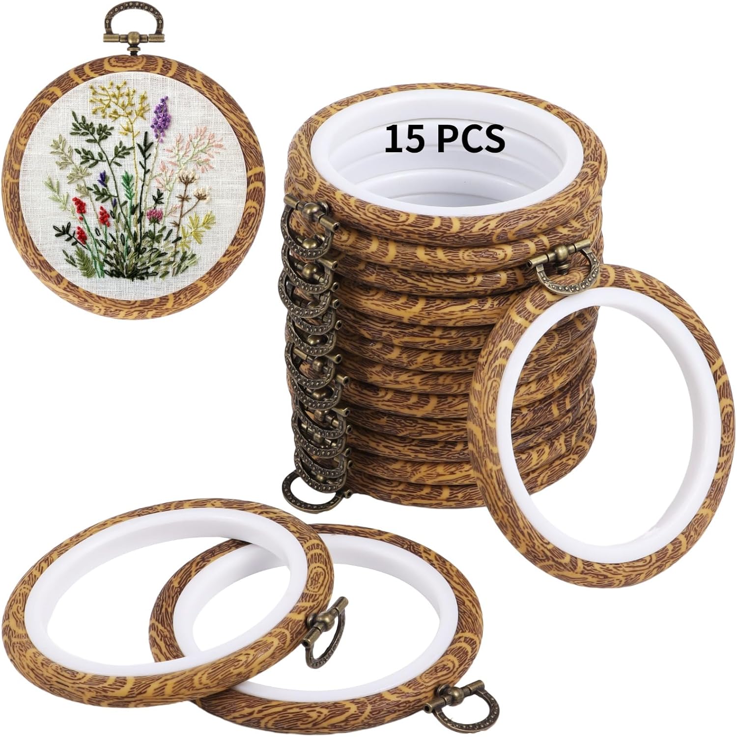 Amazon.com: Round Embroidery Hoops Frame 15 PCS - 4 Inches Embroidery ...