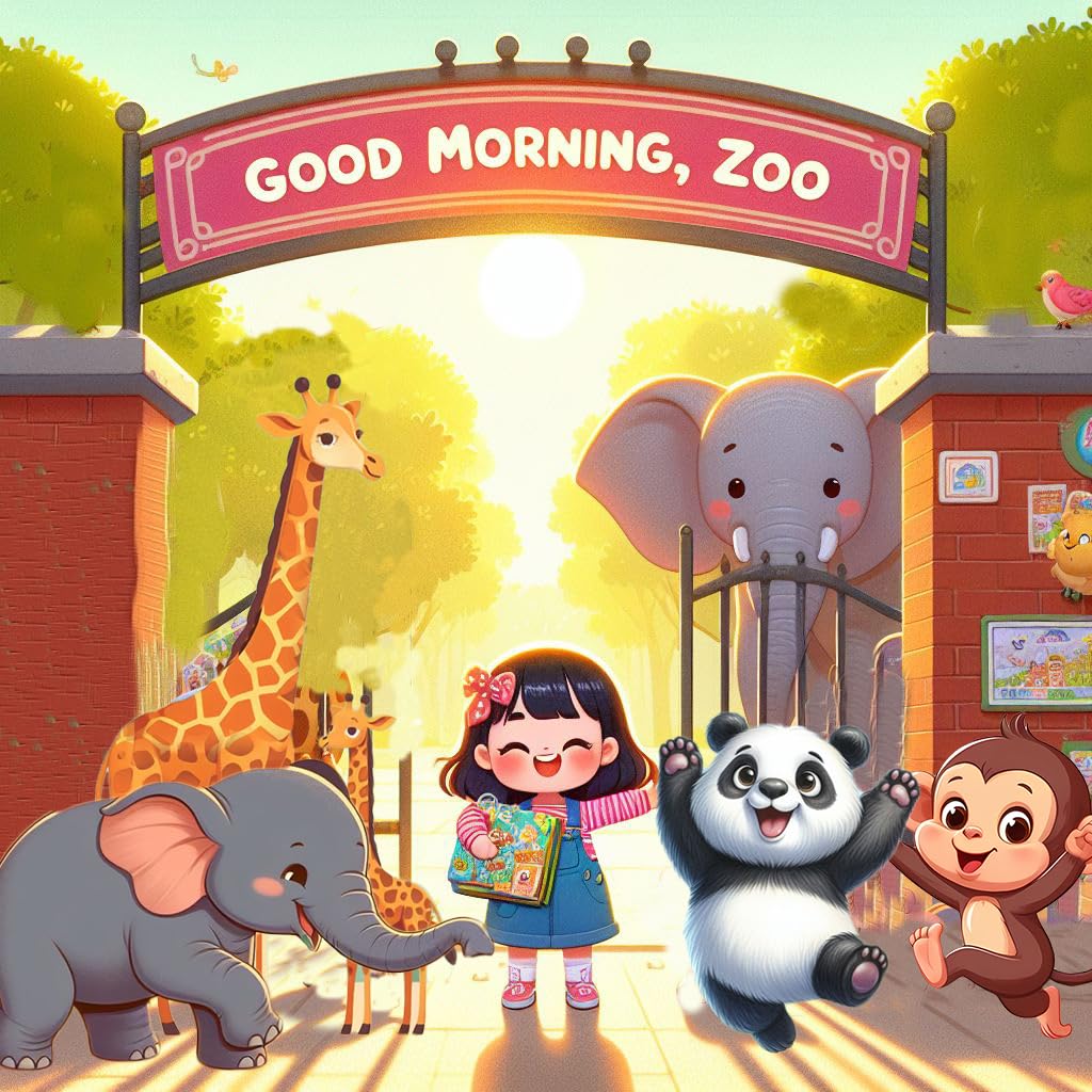 Good Morning，zoo: Good morning, Giant panda, monkey, elephant, giraffe ...