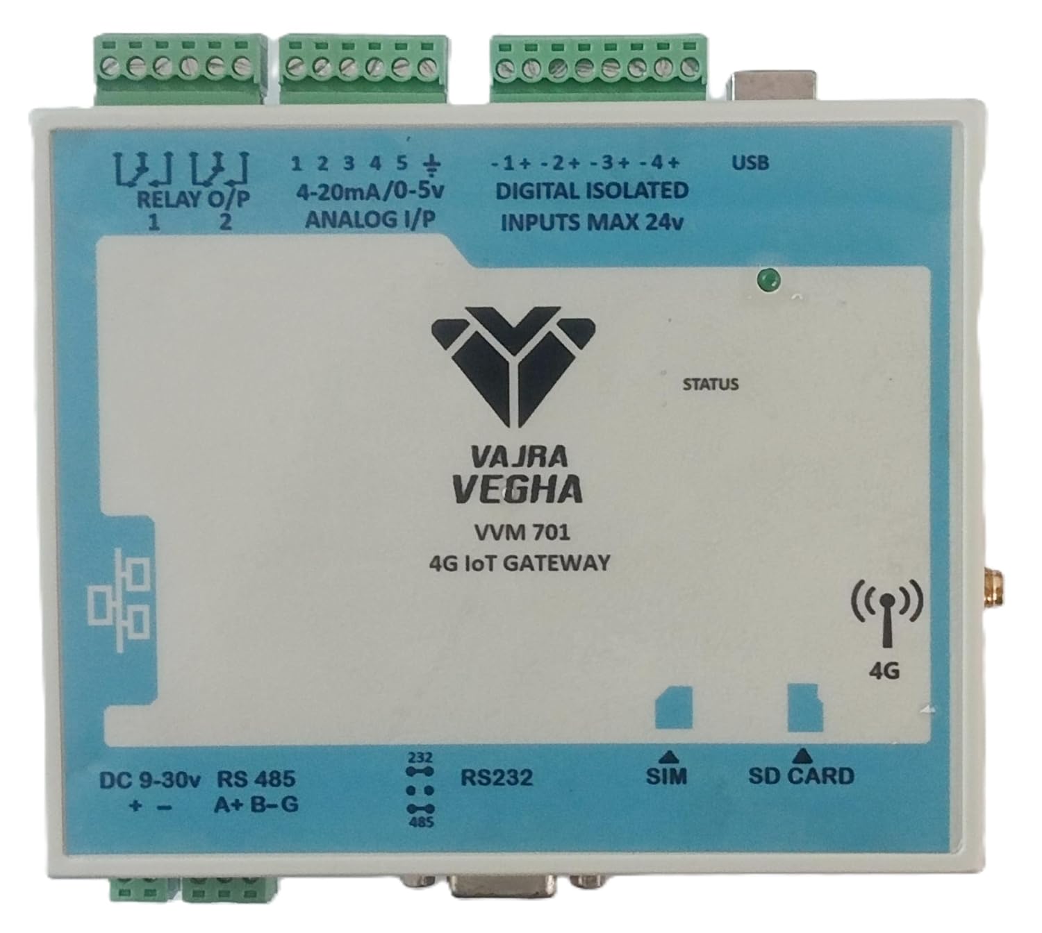 Vajravegha VVM701G 4G IoT Gateway for Modbus and Analog Digital Input to MQTT Cloud Analog Input ...