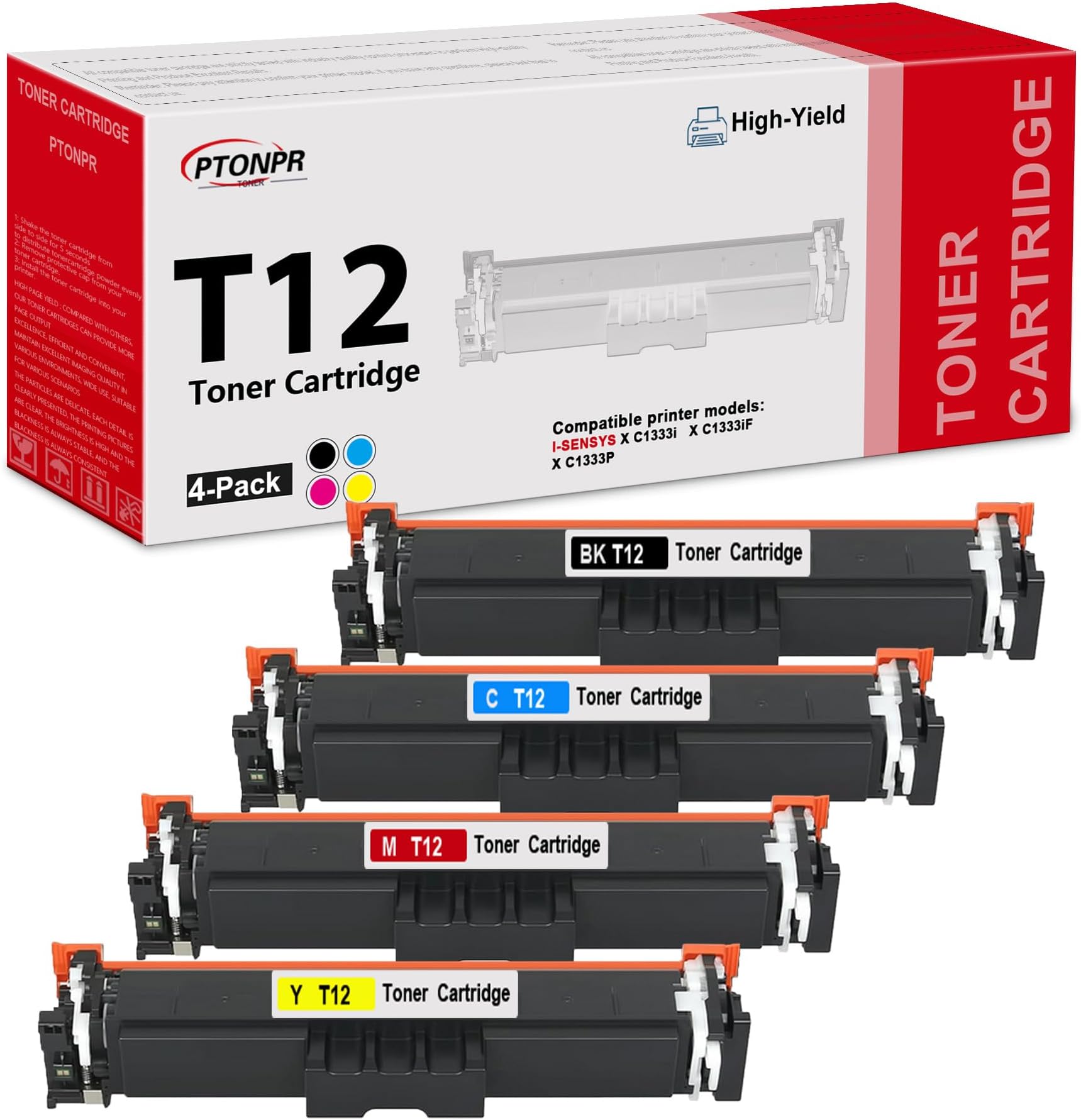 Amazon.com: T12 High-Yield Toner Cartridge Set 4-Pack Replacement for ...