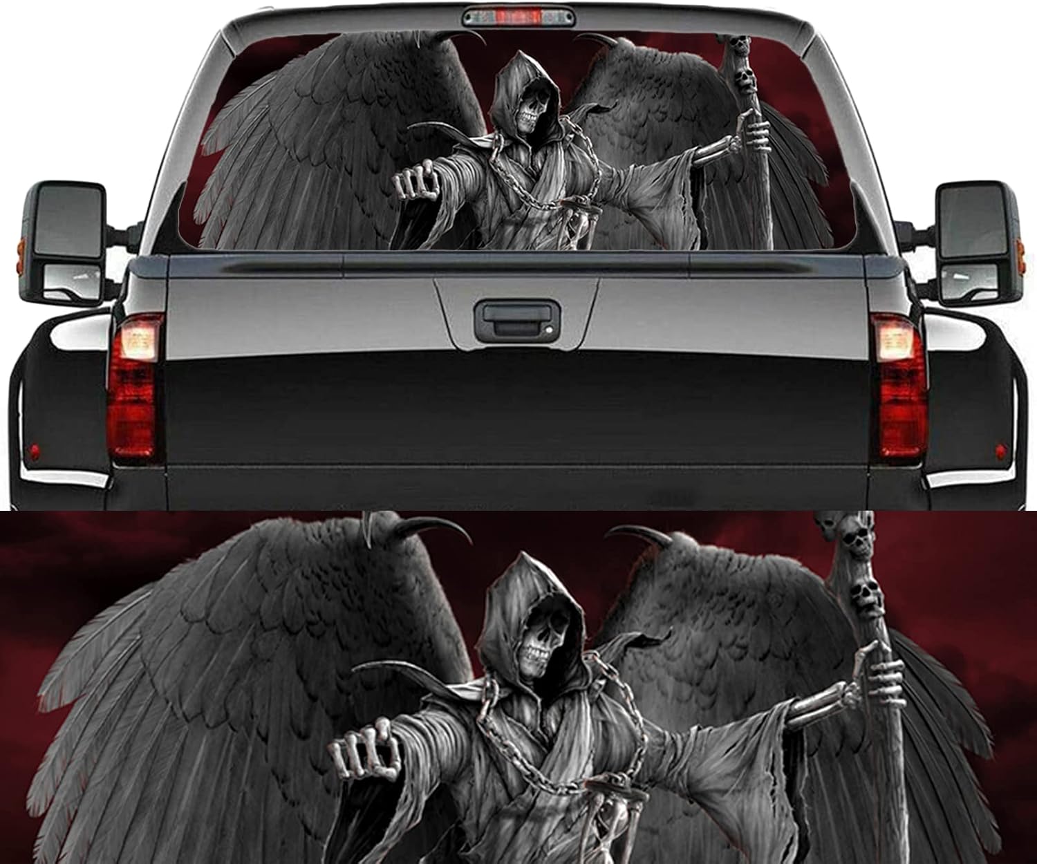 Truck Rear Window Decal Grim Reaper Perforated Vinyl Sticker, Car Back ...