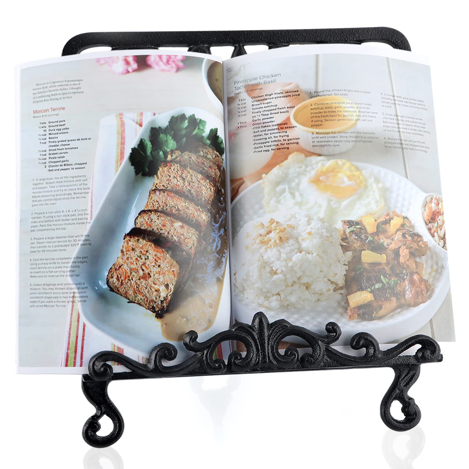 Snapklik.com : Cast Iron Cookbook Stand, Recipe Book Holder, Display ...