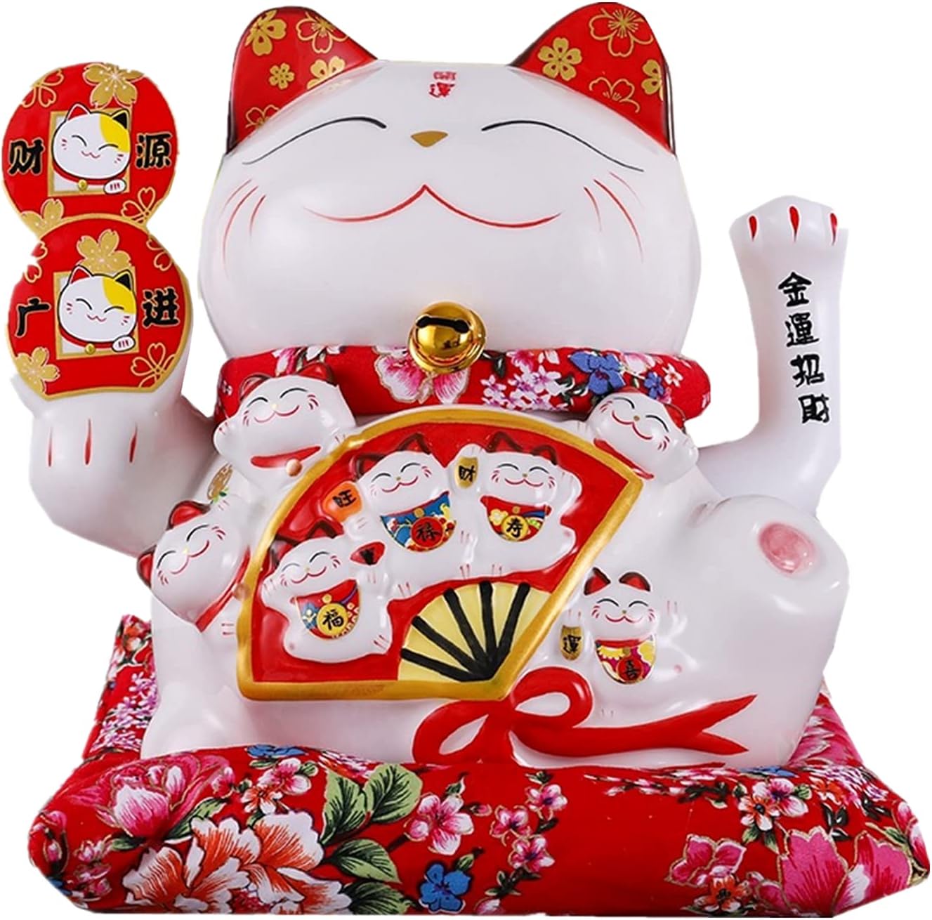 TONGMAN Chat porte-bonheur Maneki Neko en céramique blanche de 17,8 cm ...