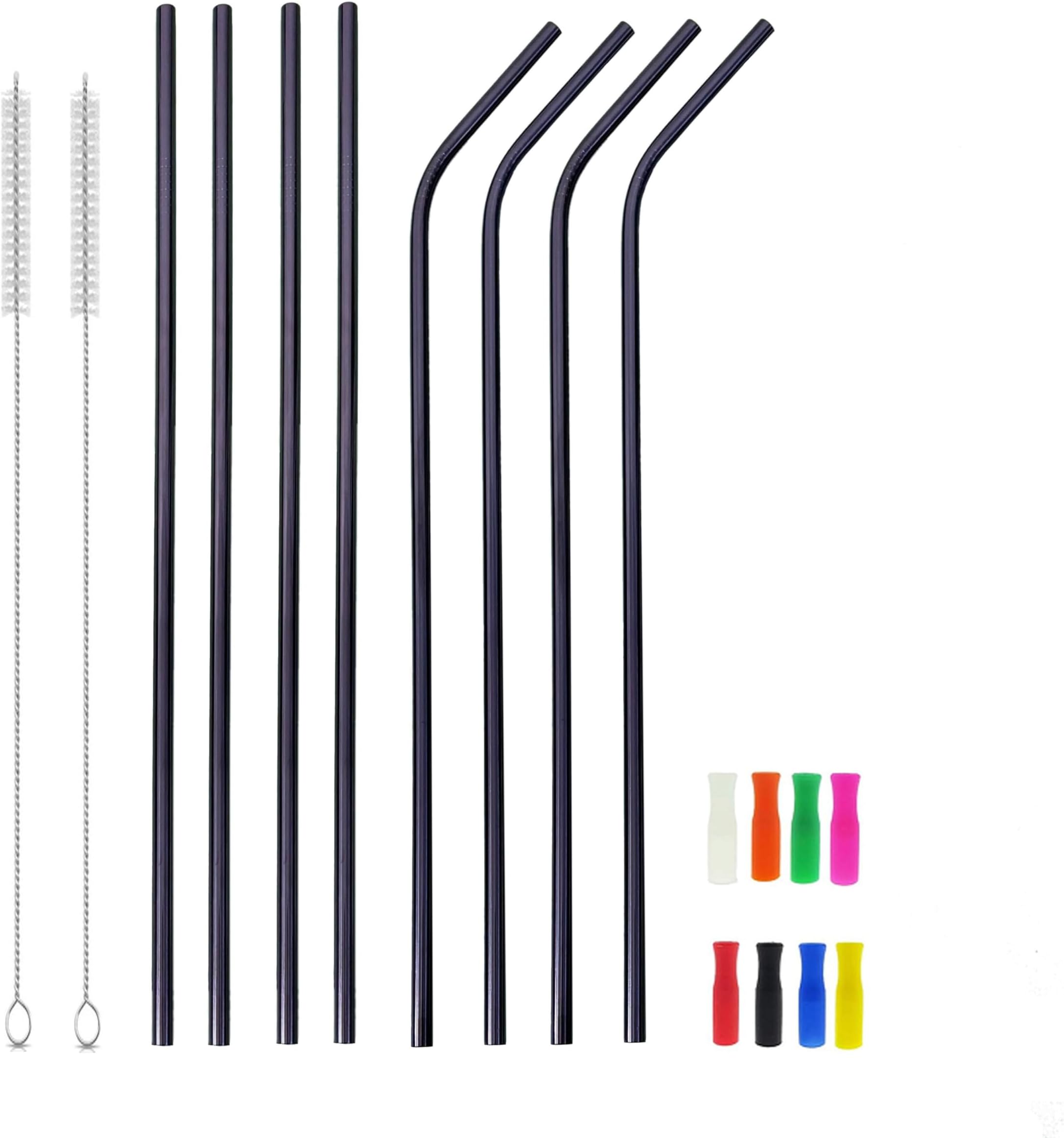 Amazon.com: 8pcs Black Stainless Steel Straws, 12"x6mm Reusable Metal ...