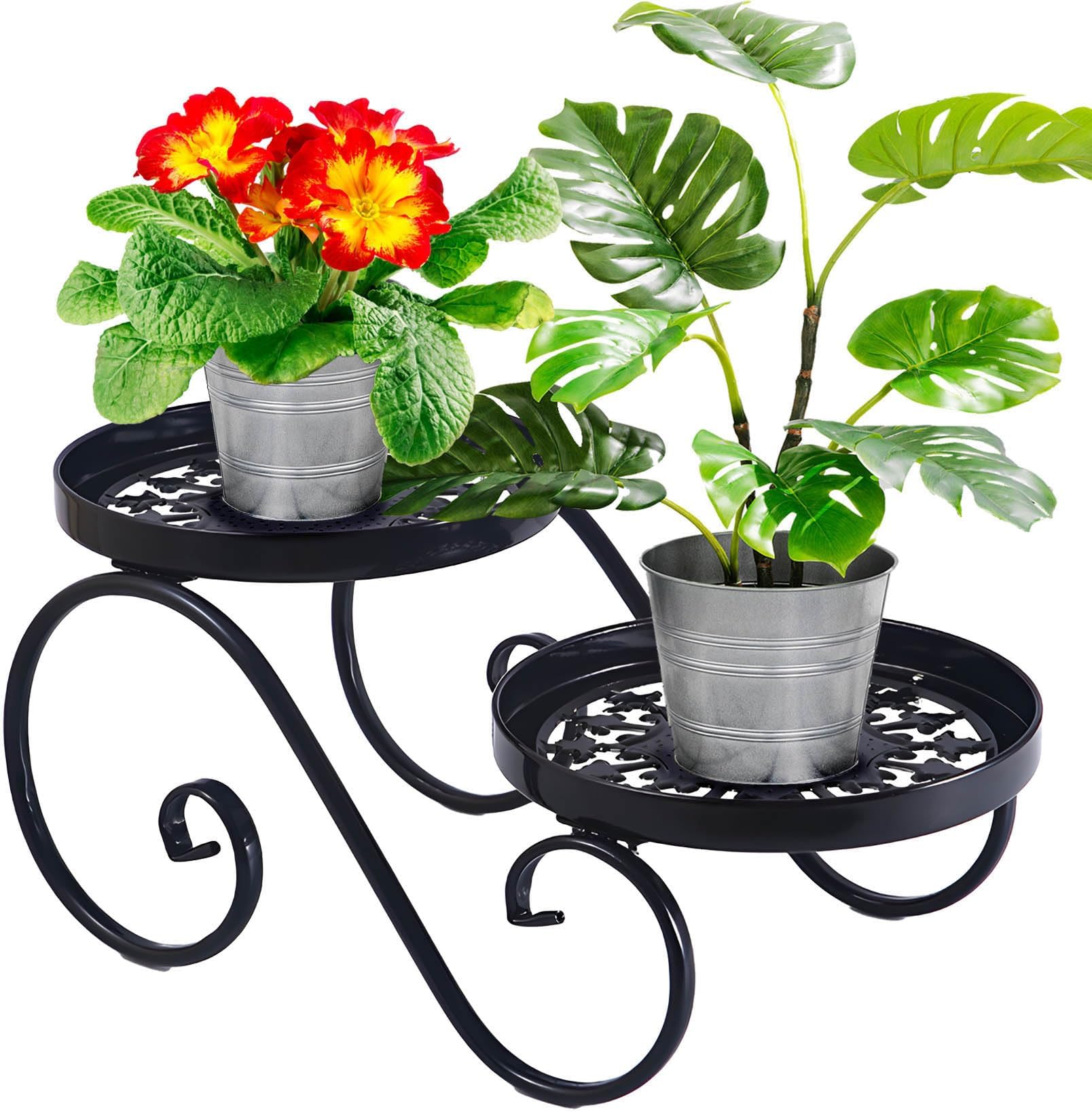 Amazon.com : Santentre 2 Tier Black Plant Stand, Metal Flower Stand ...