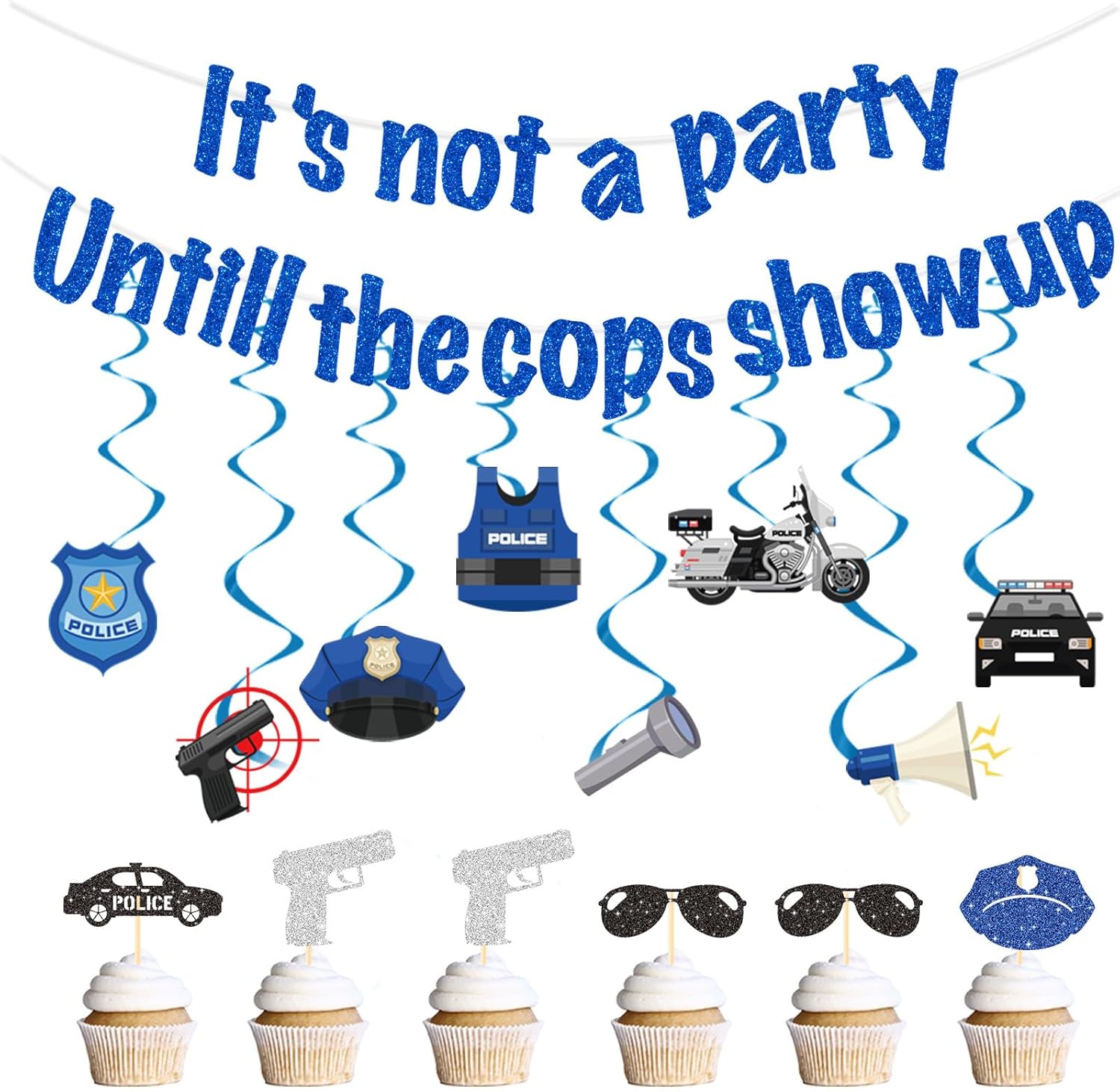 Amazon.com: Wxiben Police Birthday Party Decorations - It's Not a Party ...