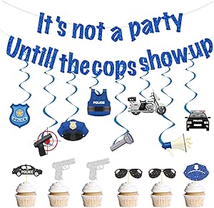 Amazon.com: Wxiben Police Birthday Party Decorations - It's Not a Party ...