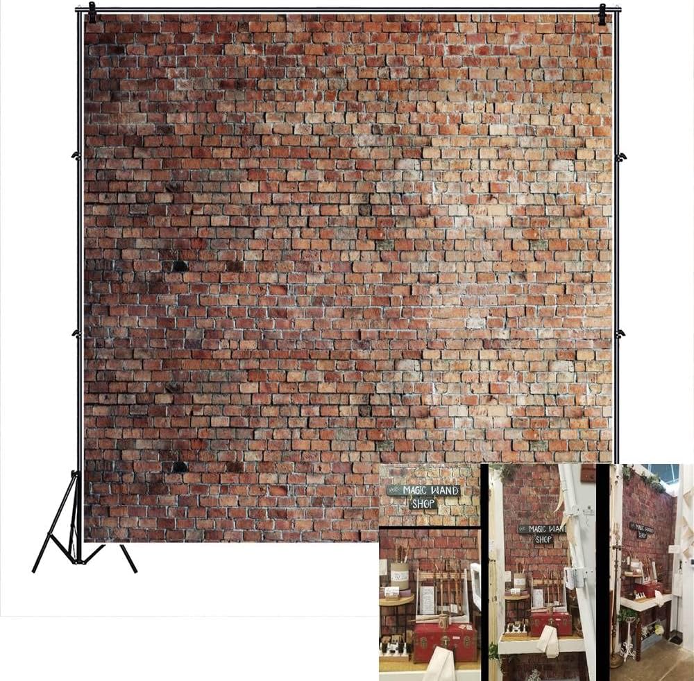 Amazon.com : LFEEY 10x10ft Vintage Red Brick Wall Photo Backdrop for ...