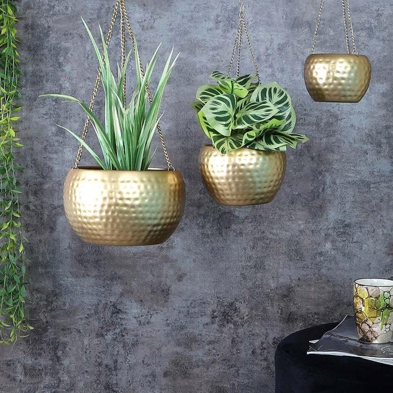 Infinity Decor Metal Golden Decorative Mini Indoor Planter Flower Pot ...