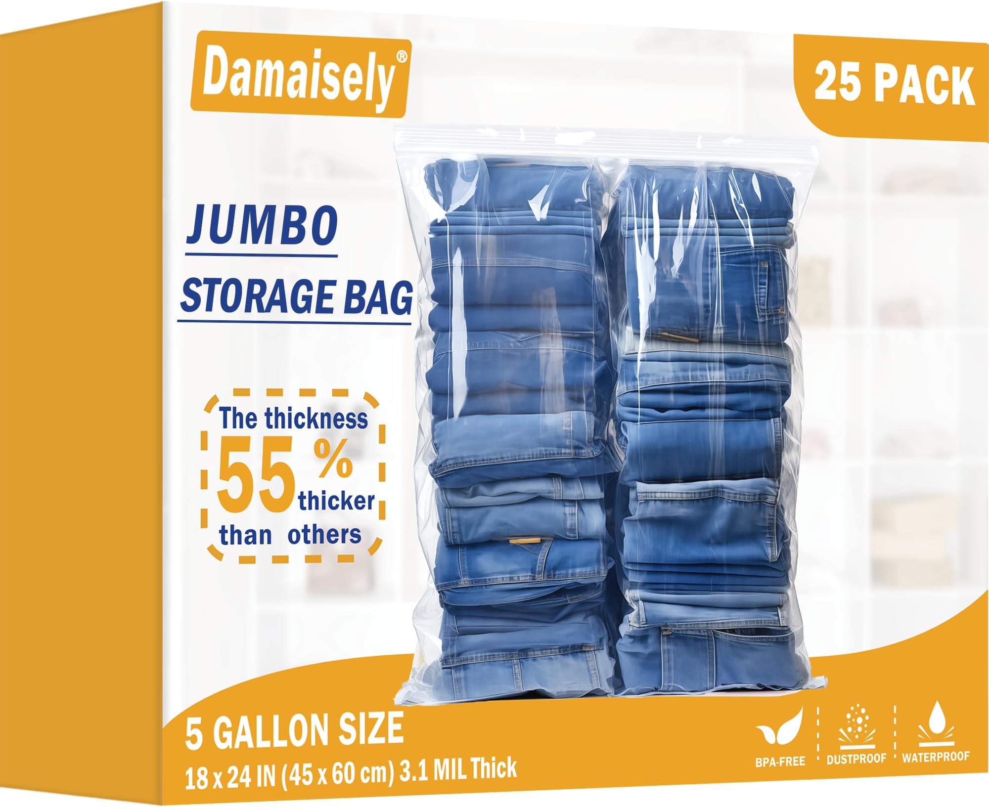 Amazon.com: [ 200 COUNT ] Large Super Big Bags,- 2 mill tick - ZIPPER ...