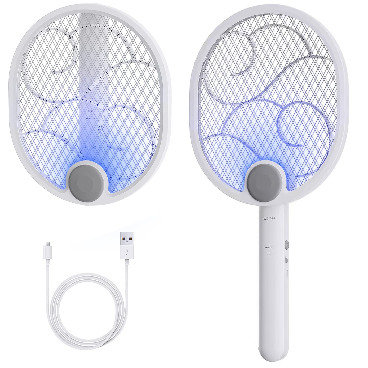 NALACAL Fly Racket Foldable, Electric Fly Swatter Fly Zapper USB ...