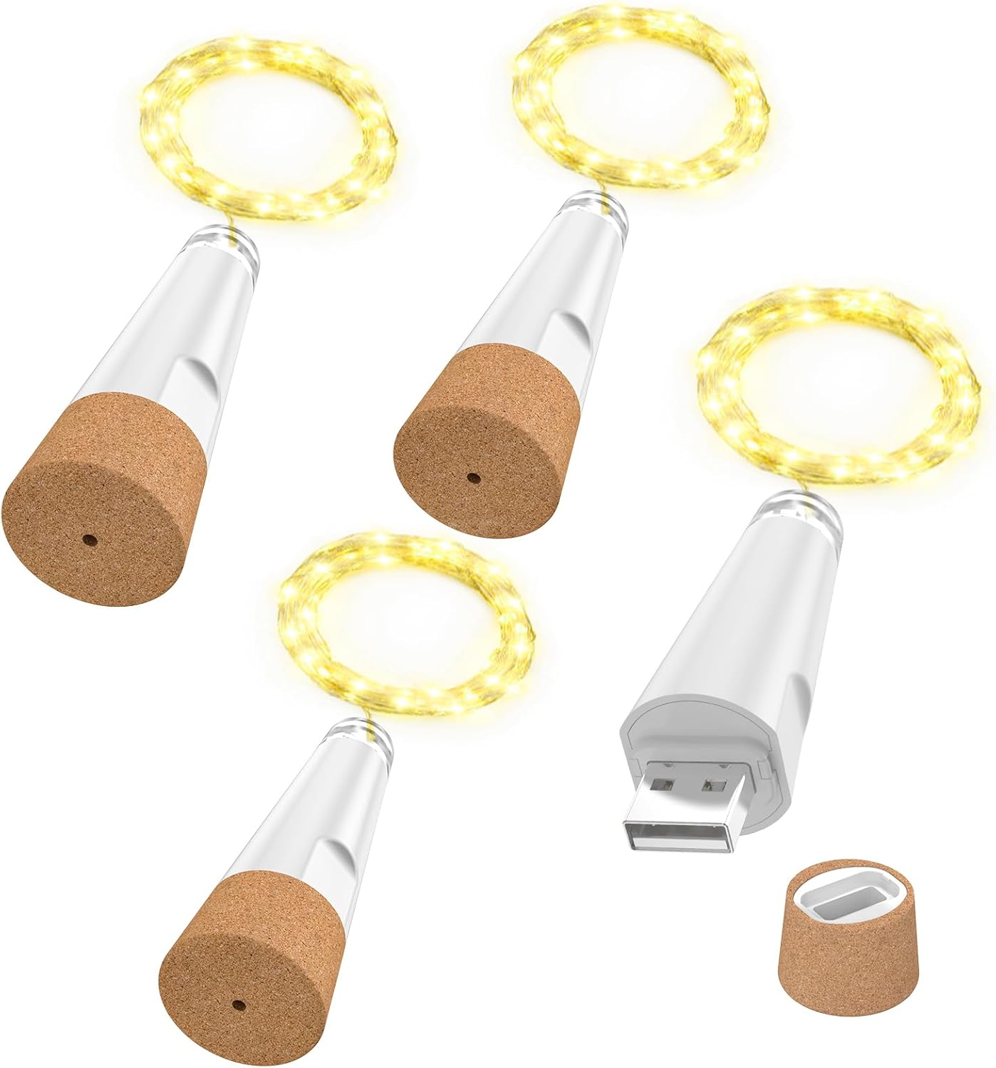 OUSMIN String Lights, USB Rechargeable Wine Bottle Lights with Cork ...