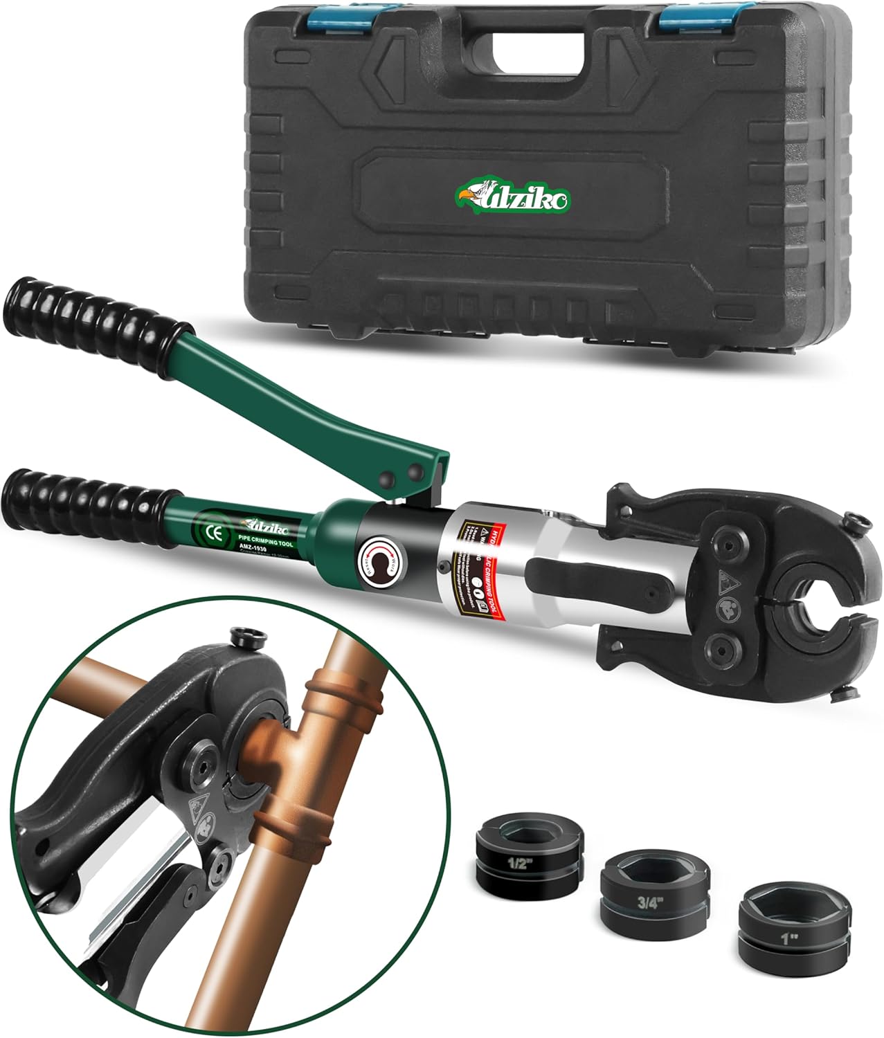 UTZIKO Copper Tube Fitting Crimping Tool - ProPress Pipe Press with 1/2", "3/4" and 1" Jaw ...