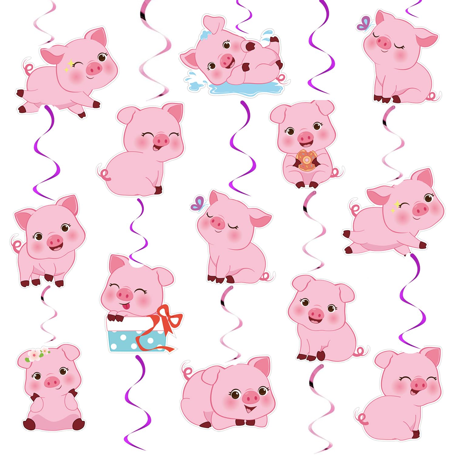 Amazon.com: 30pcs Cute Pig Party Hanging Swirl Decorations, Pink Piggy ...