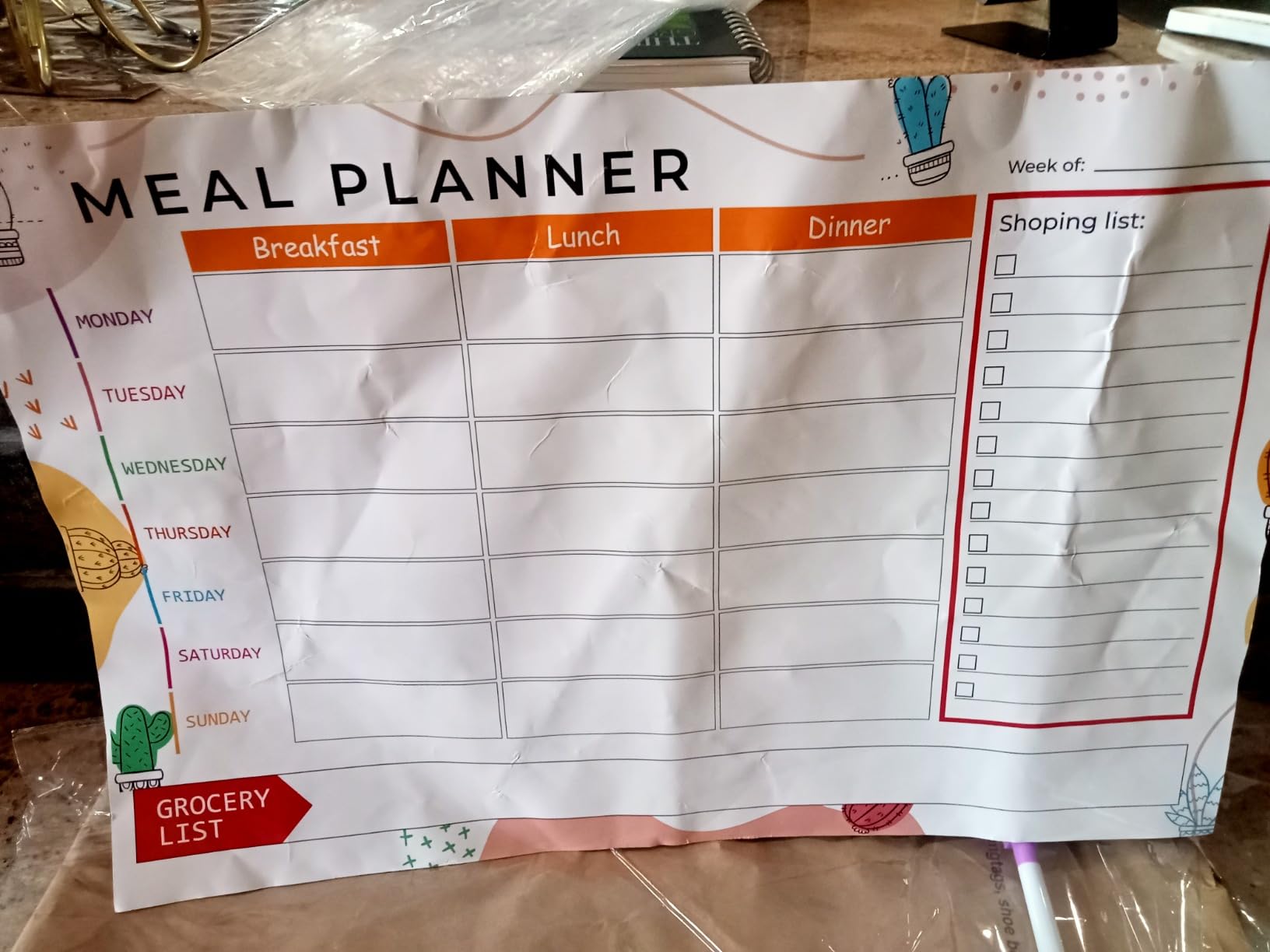 ROUSRIE Magnetic Meal Planner Whiteboard [18x12 inch] for Fridge with ...