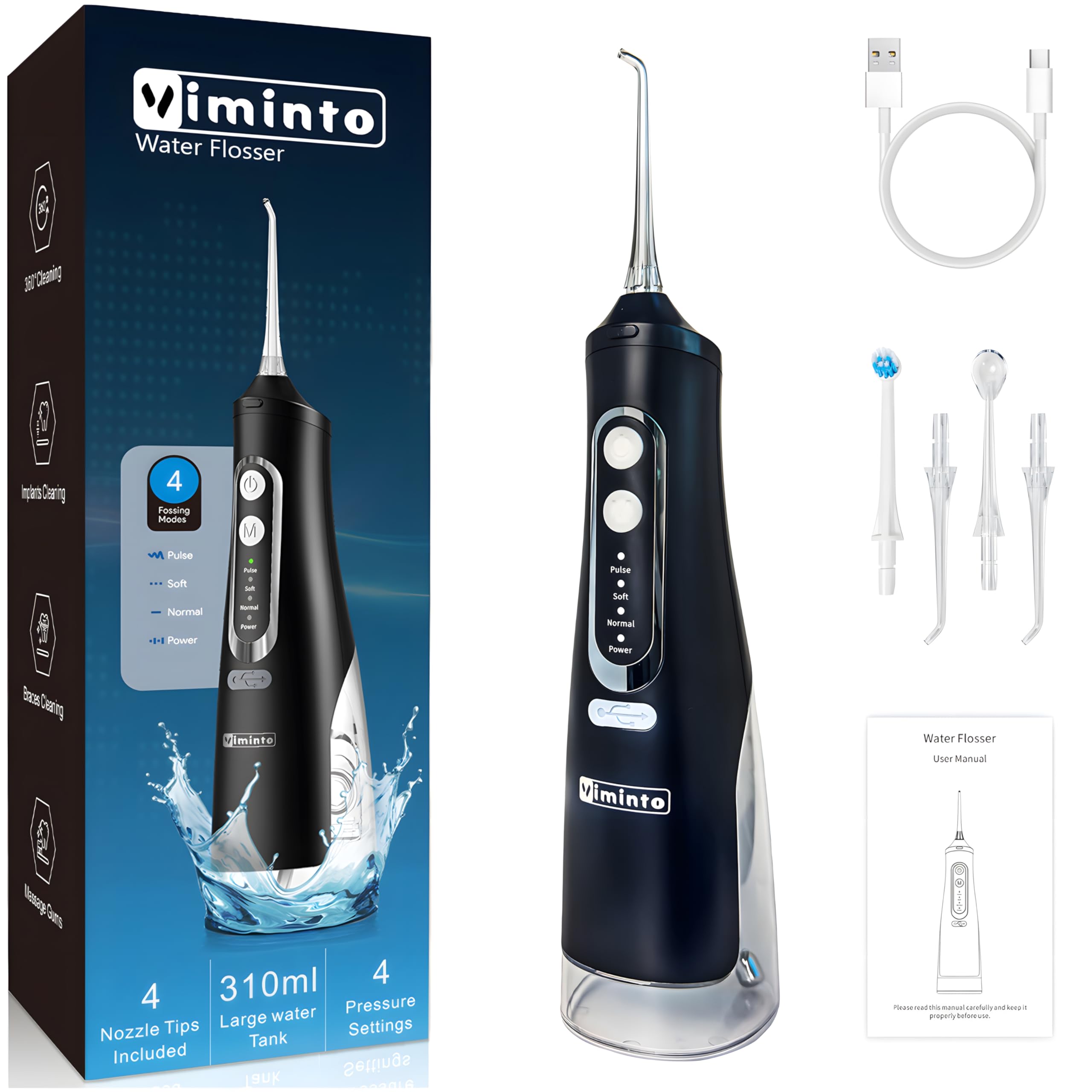 Amazon.com: Viminto Water Flosser for Teeth Cleaning: Portable Cordless ...
