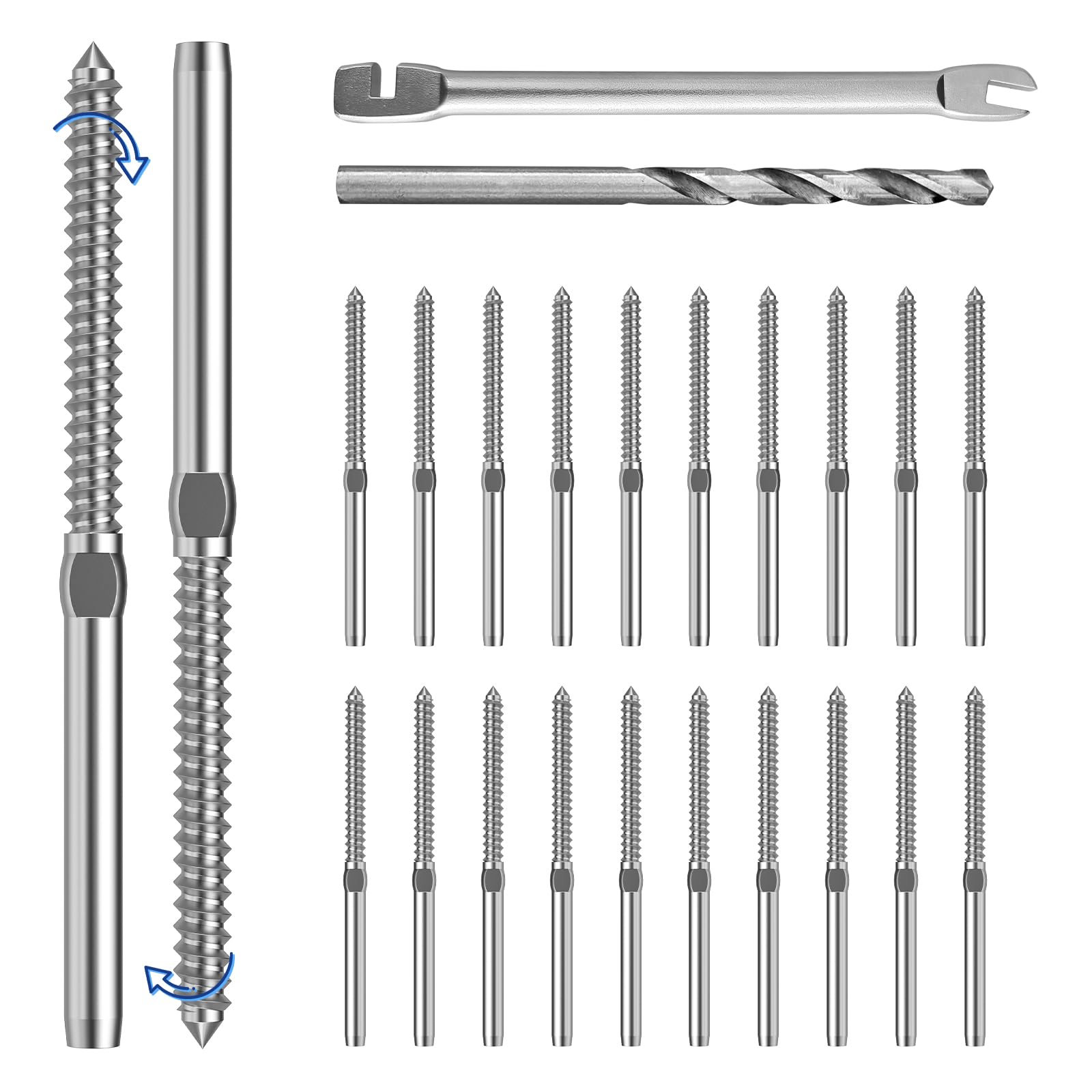 Snapklik.com : Cable Railing Hardware, 20 Pack Right & Left Swage Lag ...