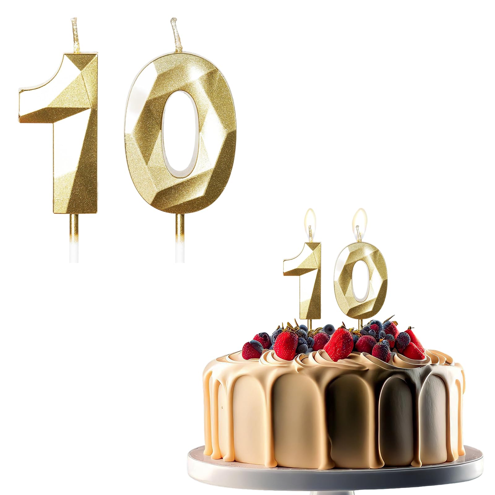 JEKUGOT 10th Birthday Candles, Number 10 Candle, Birthday Candle for ...
