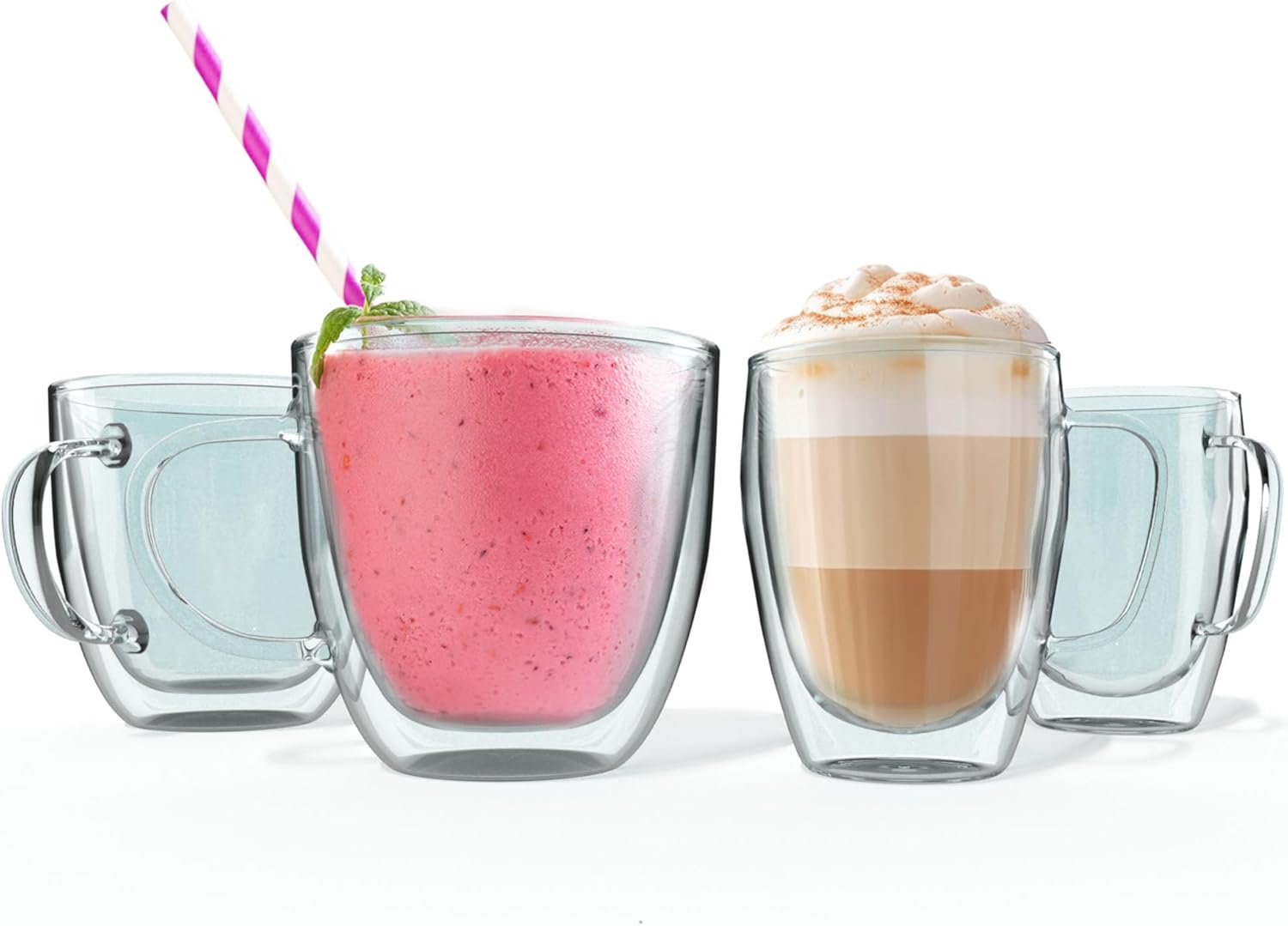 Amazon.com | Kitchables Double Wall Glass Coffee Mugs Bundle Set of 2 ...