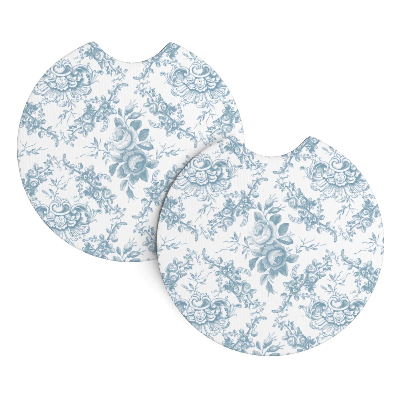 Amazon.com: LRMMOTR Elegant Engraved Blue and White Floral Toile Car ...